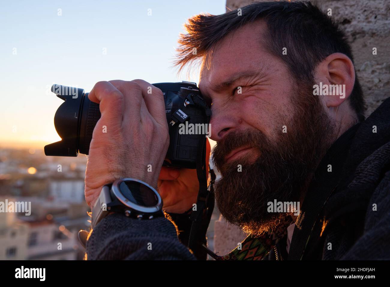 Cheerful male tour guide hi-res stock photography and images - Alamy