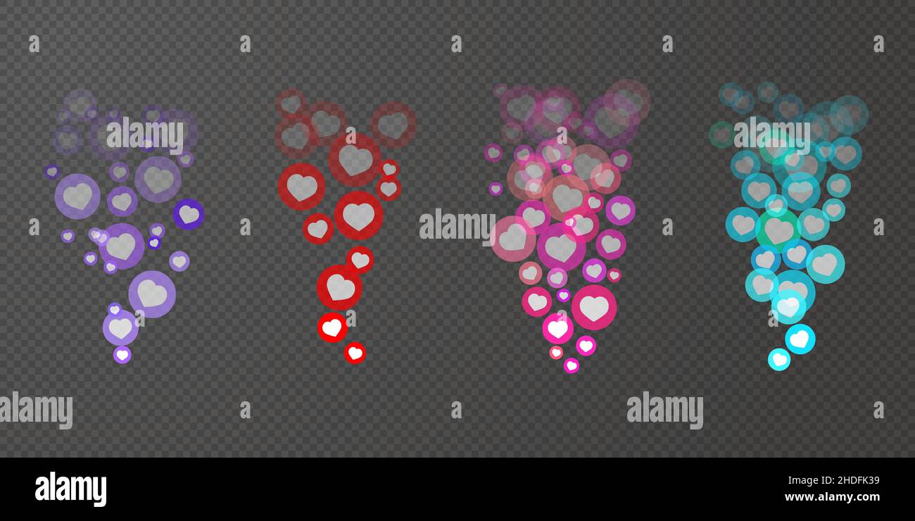 Live like stream social network reactions. Set of colorful vector ...