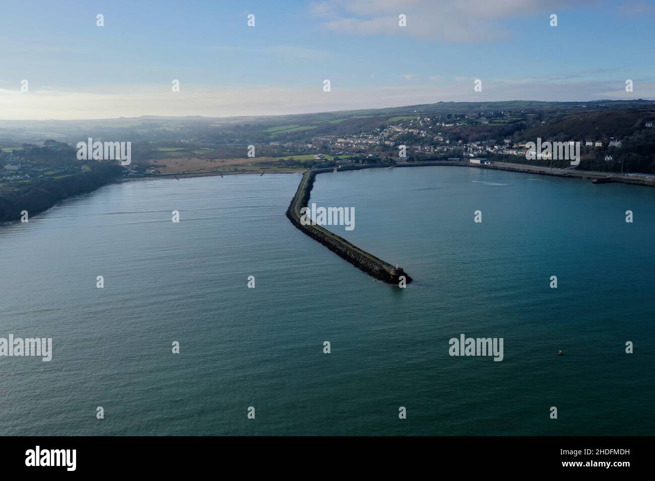 Aerial Photograph of Goodwick Town and Stenaline Ferry and Train Port ...