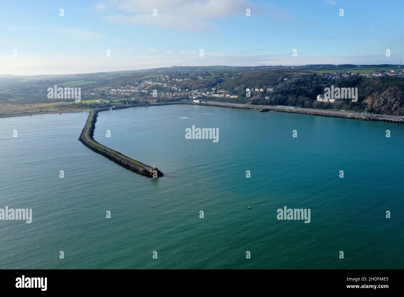 Aerial Photograph of Goodwick Town and Stenaline Ferry and Train Port ...