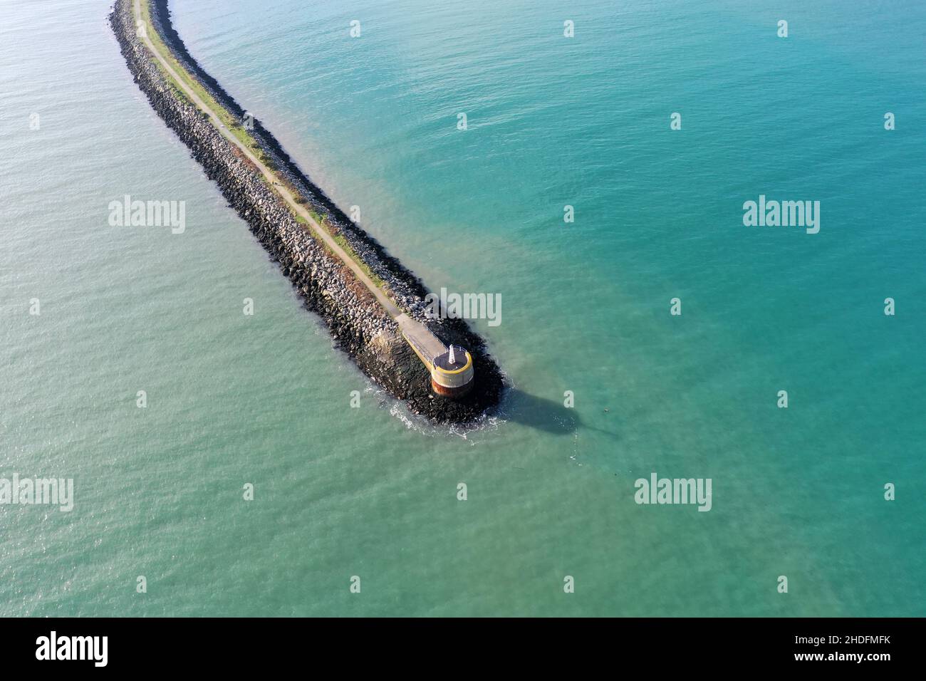 Aerial Photograph of Goodwick Stenaline Ferry and Train Port. Sea, blue ...
