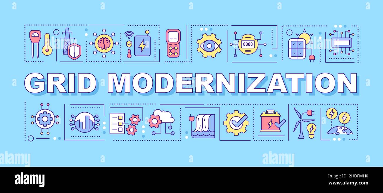 Grid modernization word concepts blue banner Stock Vector Image & Art ...