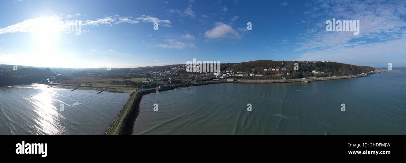 Aerial Photograph of Goodwick Town and Stenaline Ferry and Train Port ...