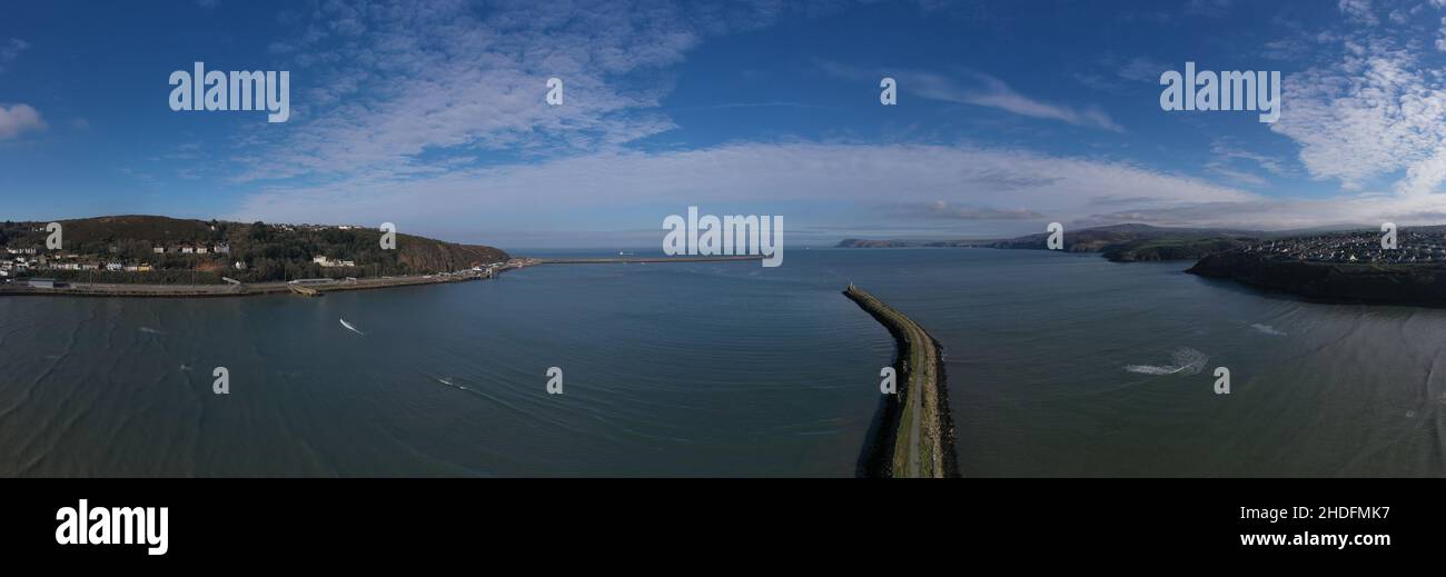 Aerial Photograph of Goodwick Town and Stenaline Ferry and Train Port ...