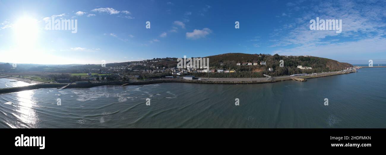 Aerial Photograph of Goodwick Town and Stenaline Ferry and Train Port ...