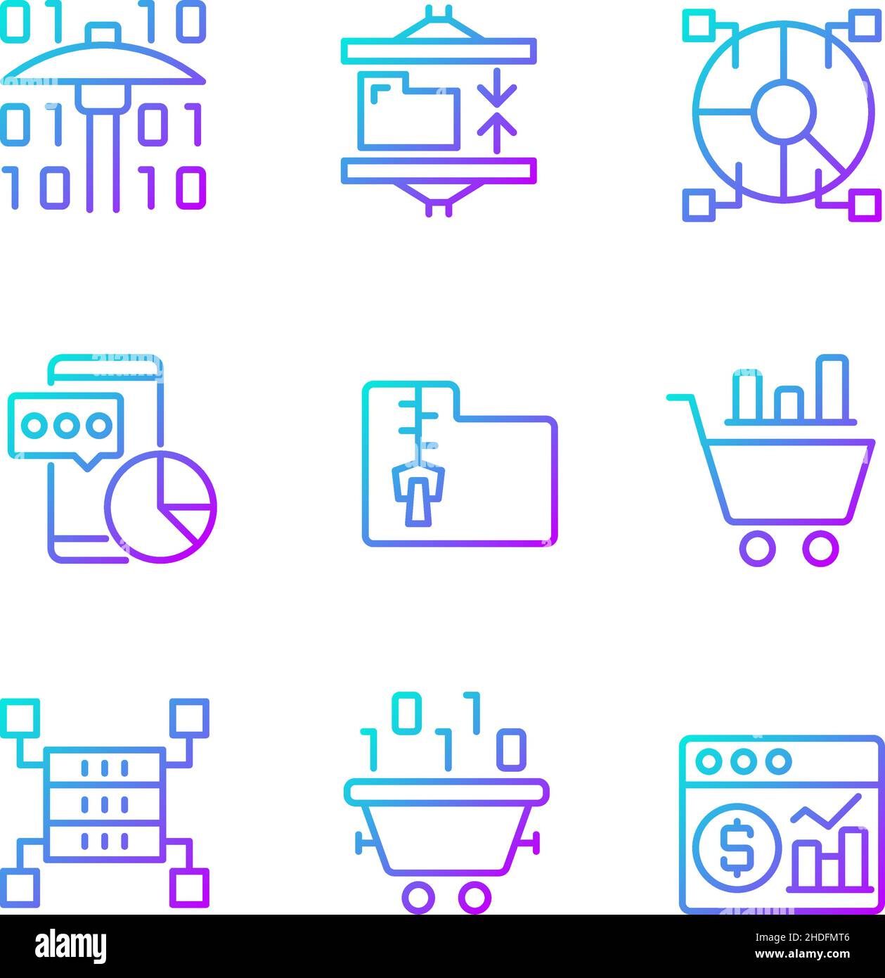 Data Mining Processes Gradient Linear Vector Icons Set Stock Vector Image And Art Alamy 