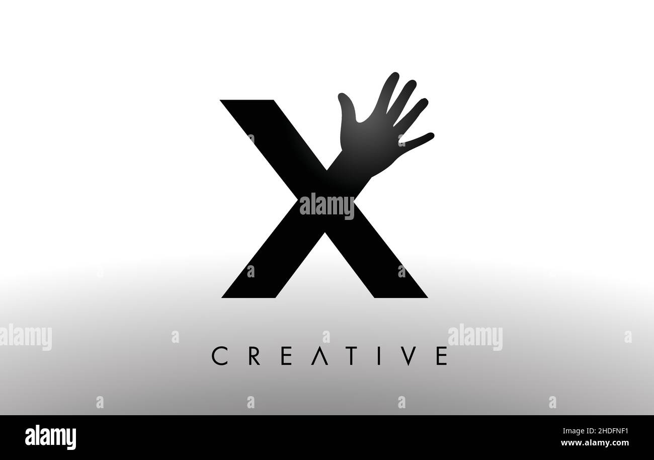 Letter X Logo with Hand Vector Icon Illustration. Creative Hand Logo ...