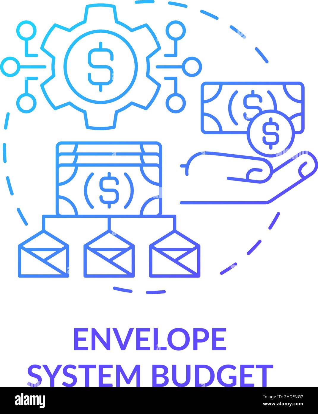 Envelope system budget blue gradient concept icon Stock Vector Image ...