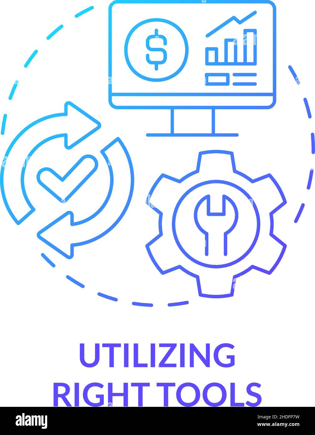 Utilizing right tools blue gradient concept icon Stock Vector Image ...