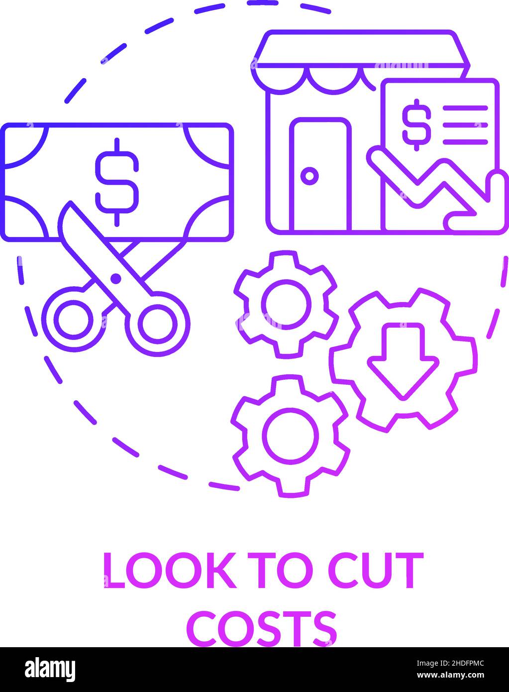 Look to cut costs purple gradient concept icon Stock Vector Image & Art ...