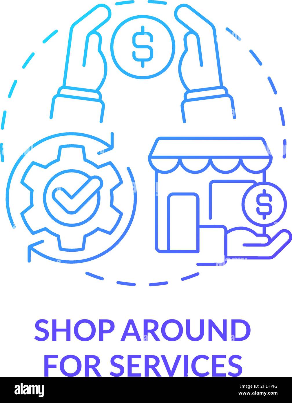 Shop around for services blue gradient concept icon Stock Vector Image ...