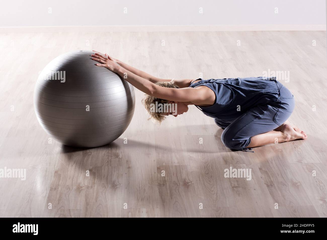 stretching, fitness ball, triceps working, stretch, fitness balls Stock ...