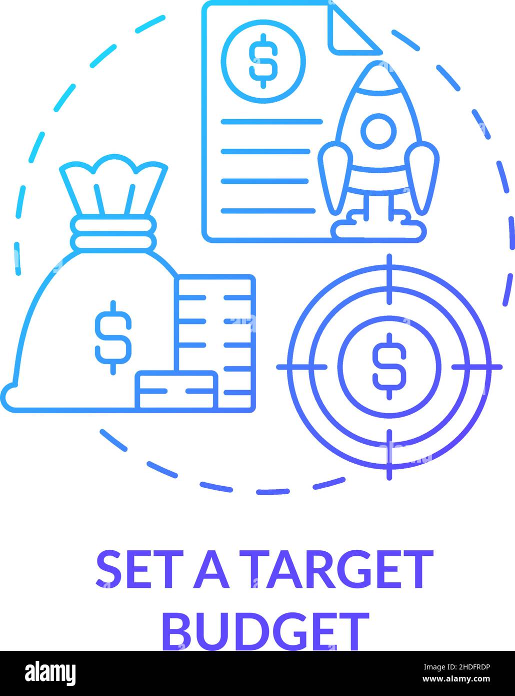 Set target budget blue gradient concept icon Stock Vector Image & Art ...