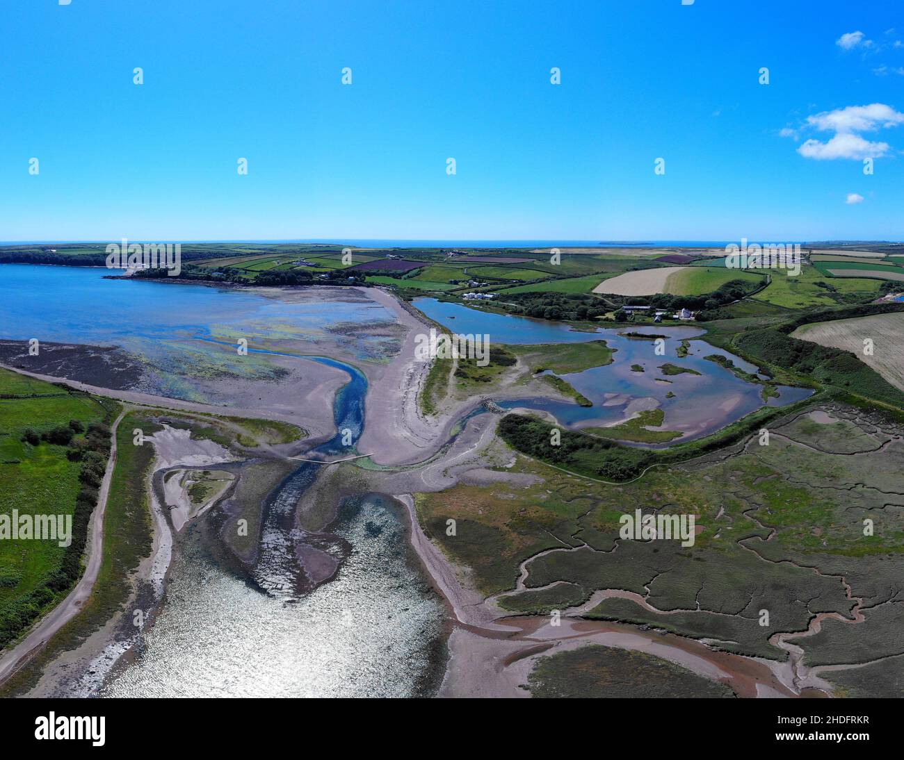 Aerial Photograph of Dale Estuary and Wetlands, Sea and Marshland Stock ...
