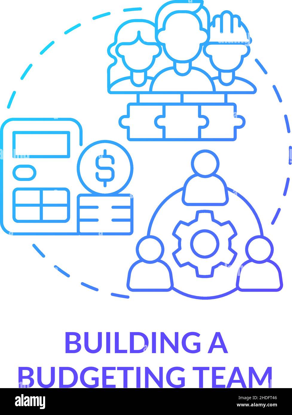 Building a budgeting team blue gradient concept icon Stock Vector Image ...
