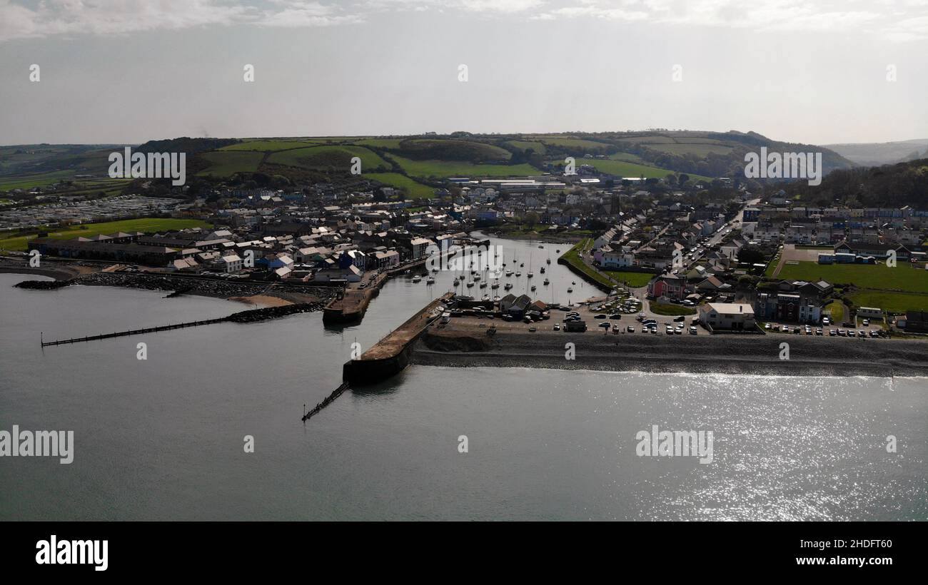 Aerial Photograph of Aberaeron Harbour, Town and Coastal Path on a ...