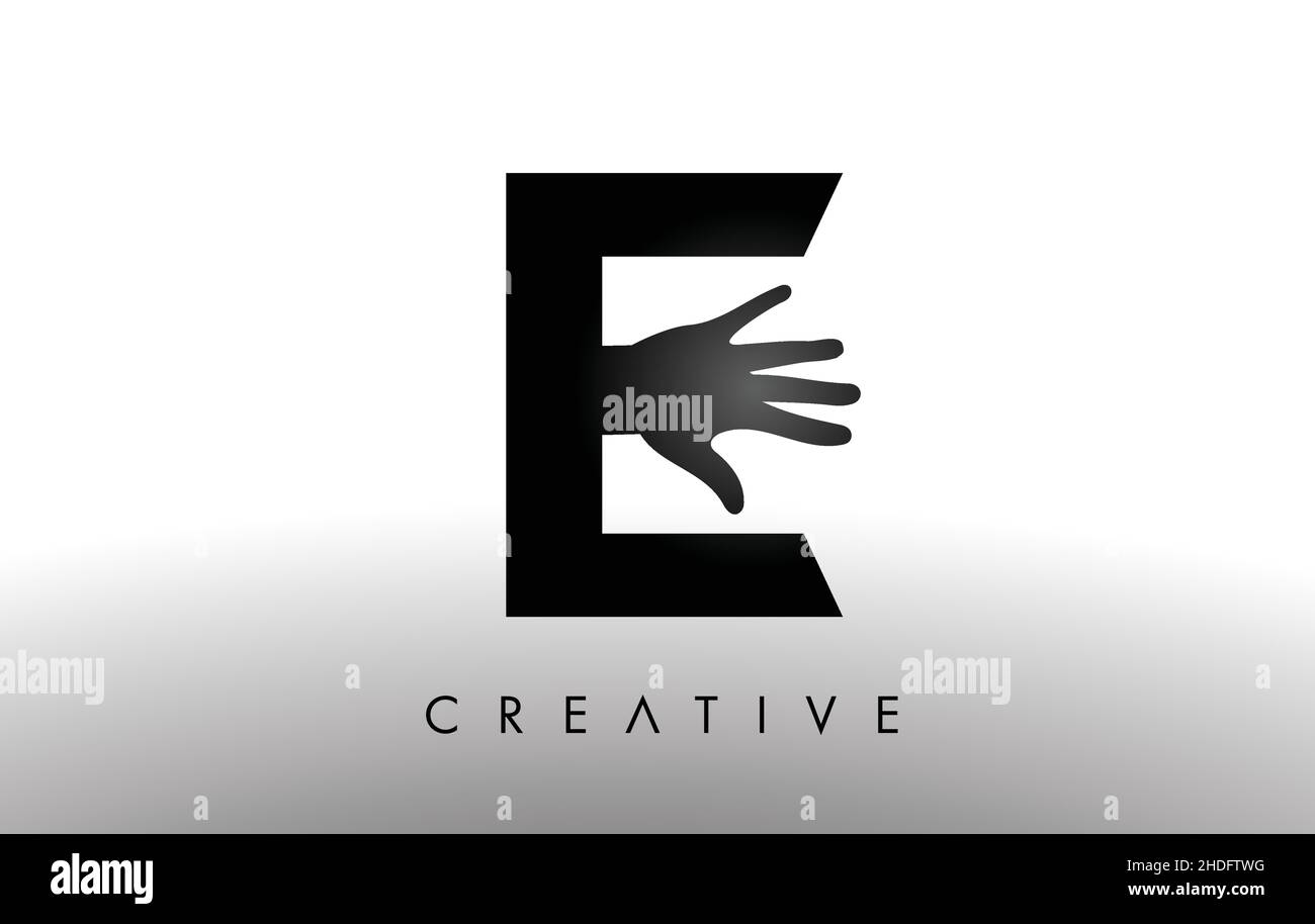 Letter E Logo with Hand Vector Icon Illustration. Creative Hand Logo ...