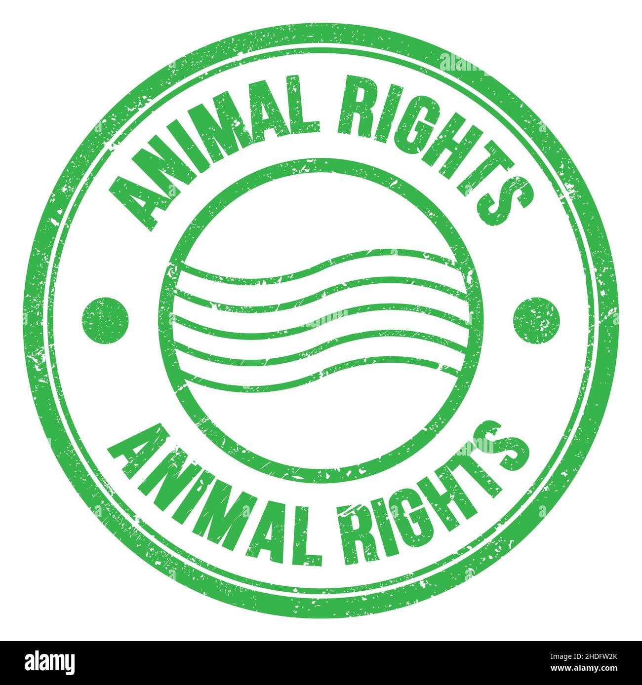 ANIMAL RIGHTS word written on green round postal stamp sign Stock Photo ...