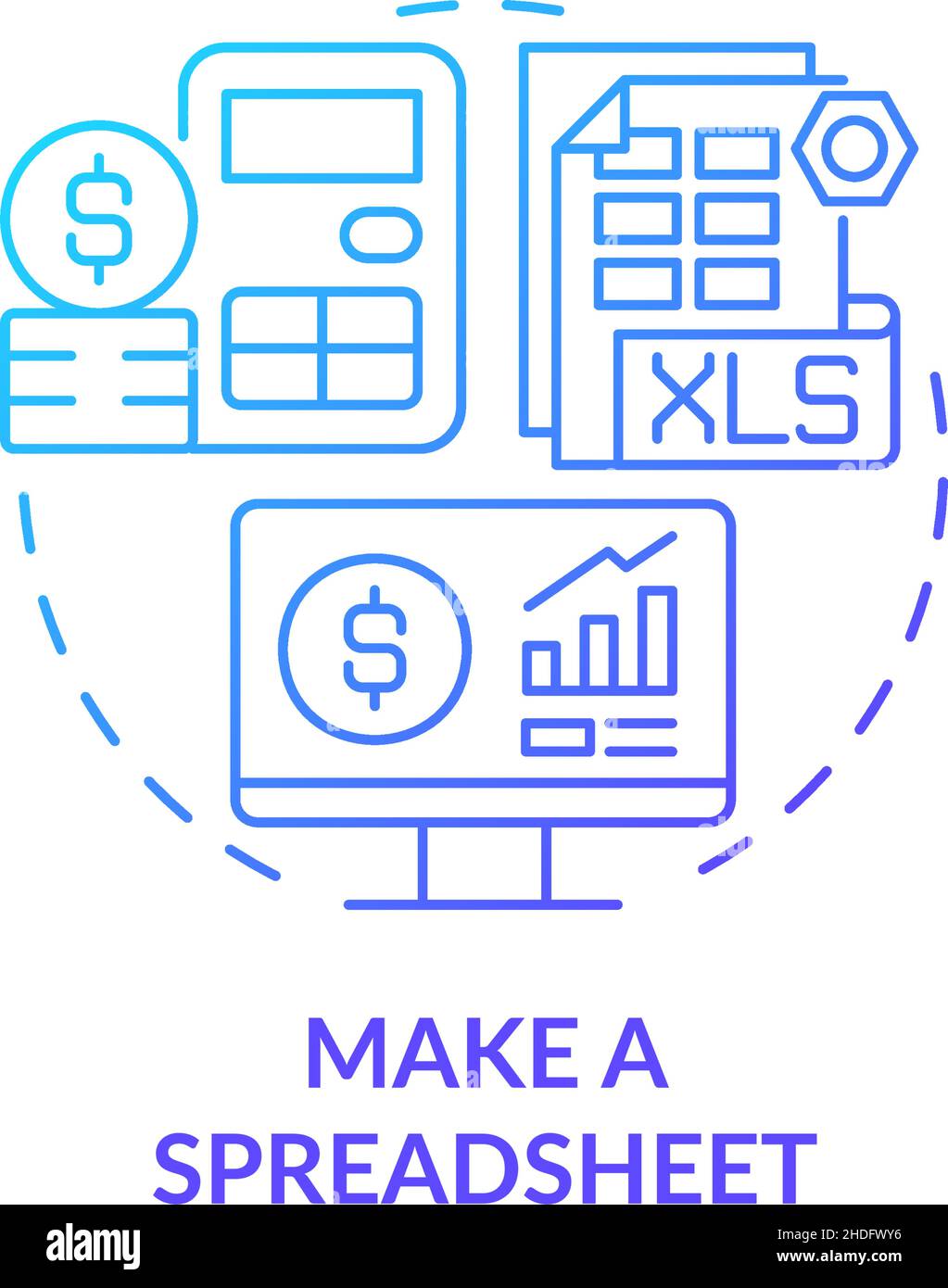 Make spreadsheet blue gradient concept icon Stock Vector Image & Art ...
