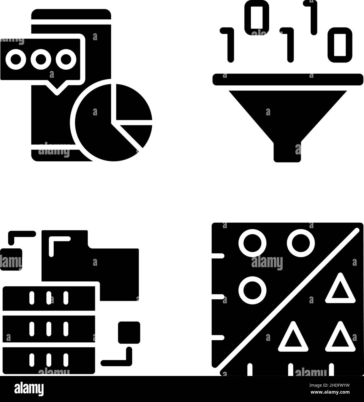 Data mining tools black glyph icons set on white space Stock Vector ...