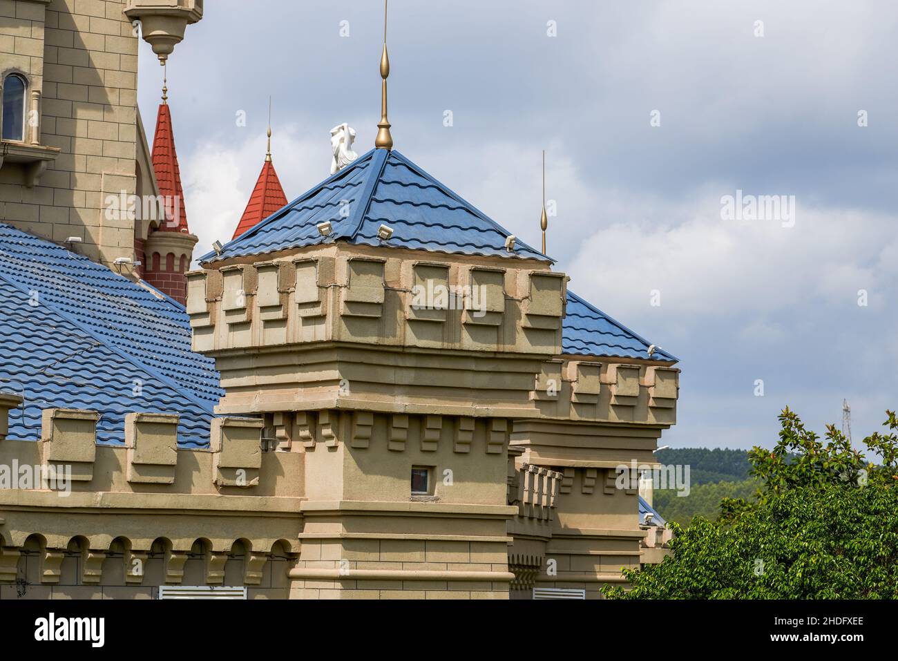 European-style minaret buildings and castle buildings in the manor ...