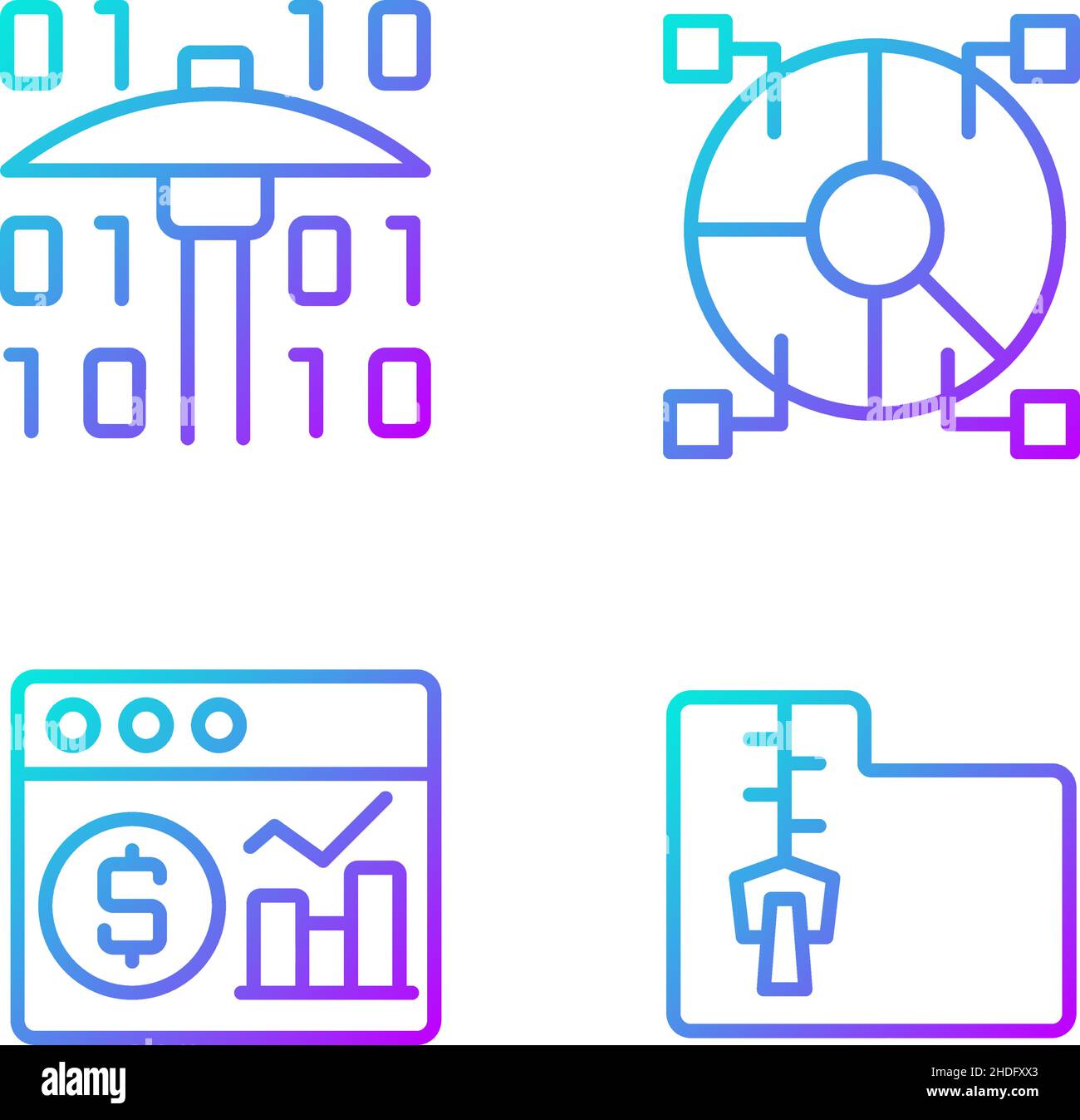 Financial Data Mining Gradient Linear Vector Icons Set Stock Vector