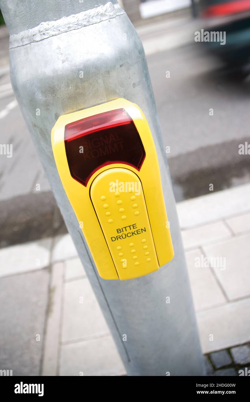 pedestrian traffic lights, pedestrian crossing, please press Stock ...