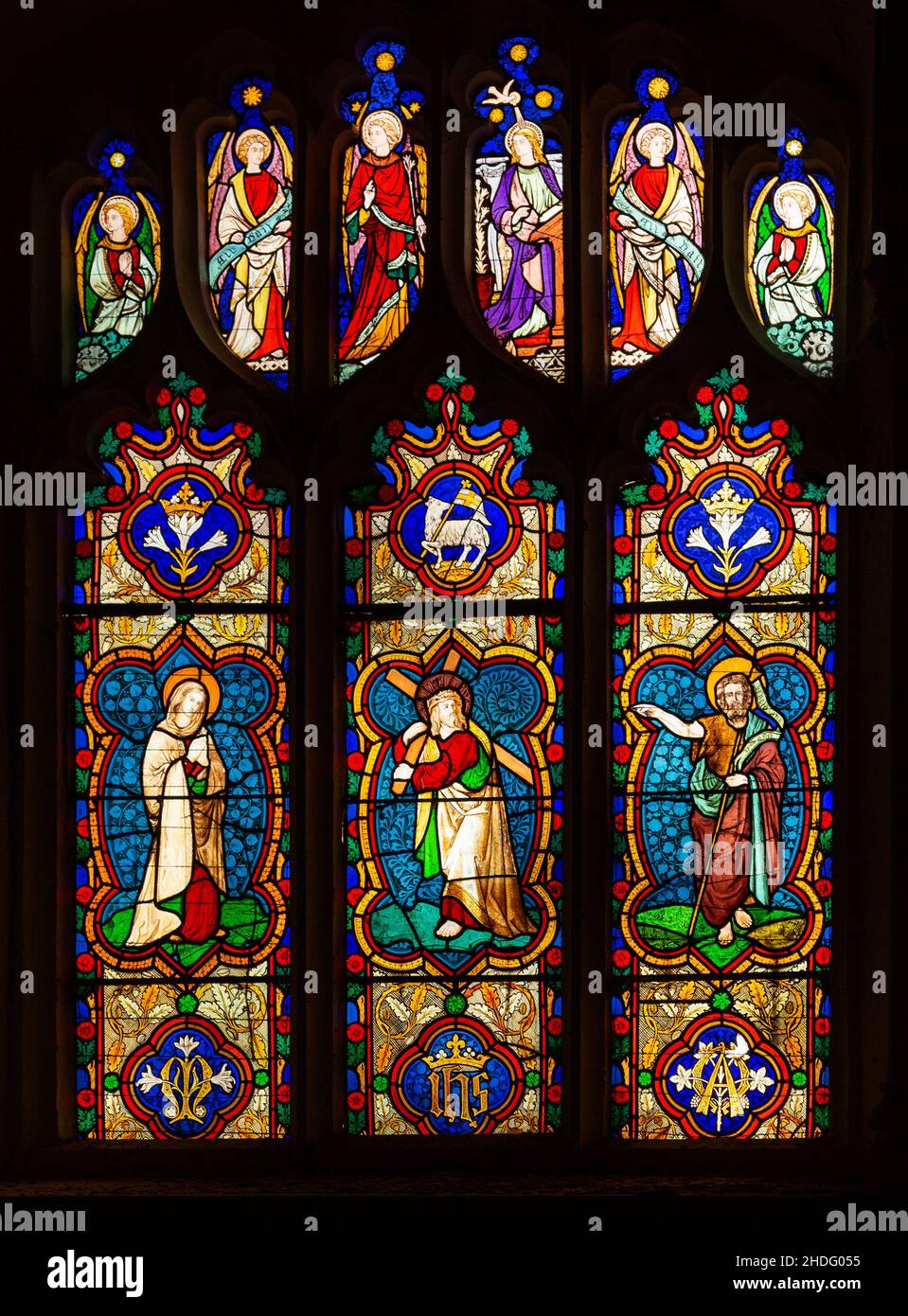 Stained glass window c 1860 Brome church, Suffolk, England, UK by ...