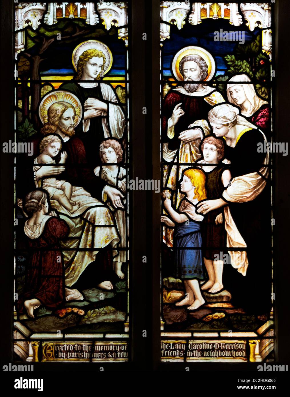 Stained glass window Brome church, Suffolk, England, UK c 1890 looks by ...