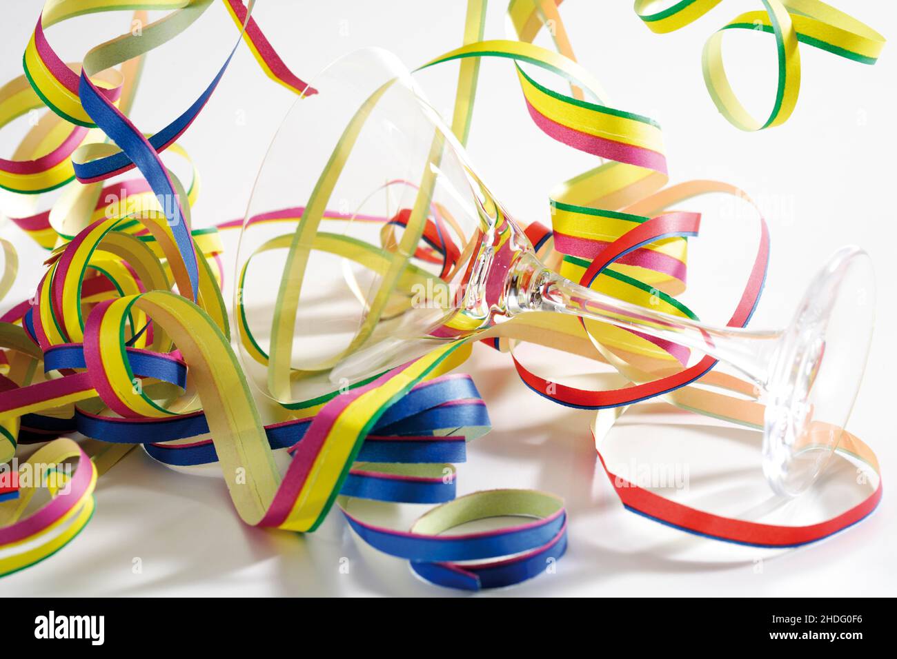 champagne glass, streamer, streamers Stock Photo - Alamy