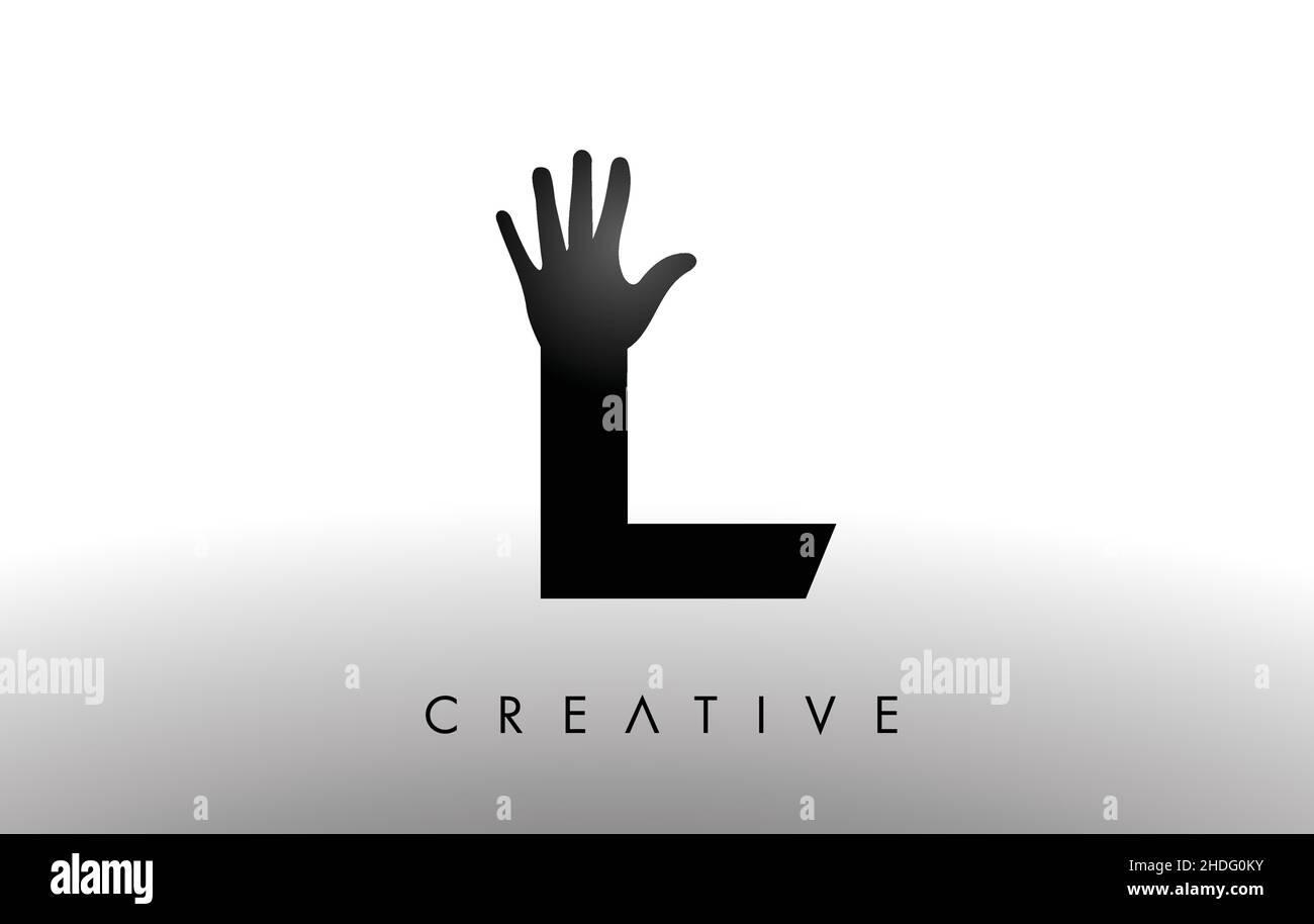 Letter L Logo with Hand Vector Icon Illustration. Creative Hand Logo ...