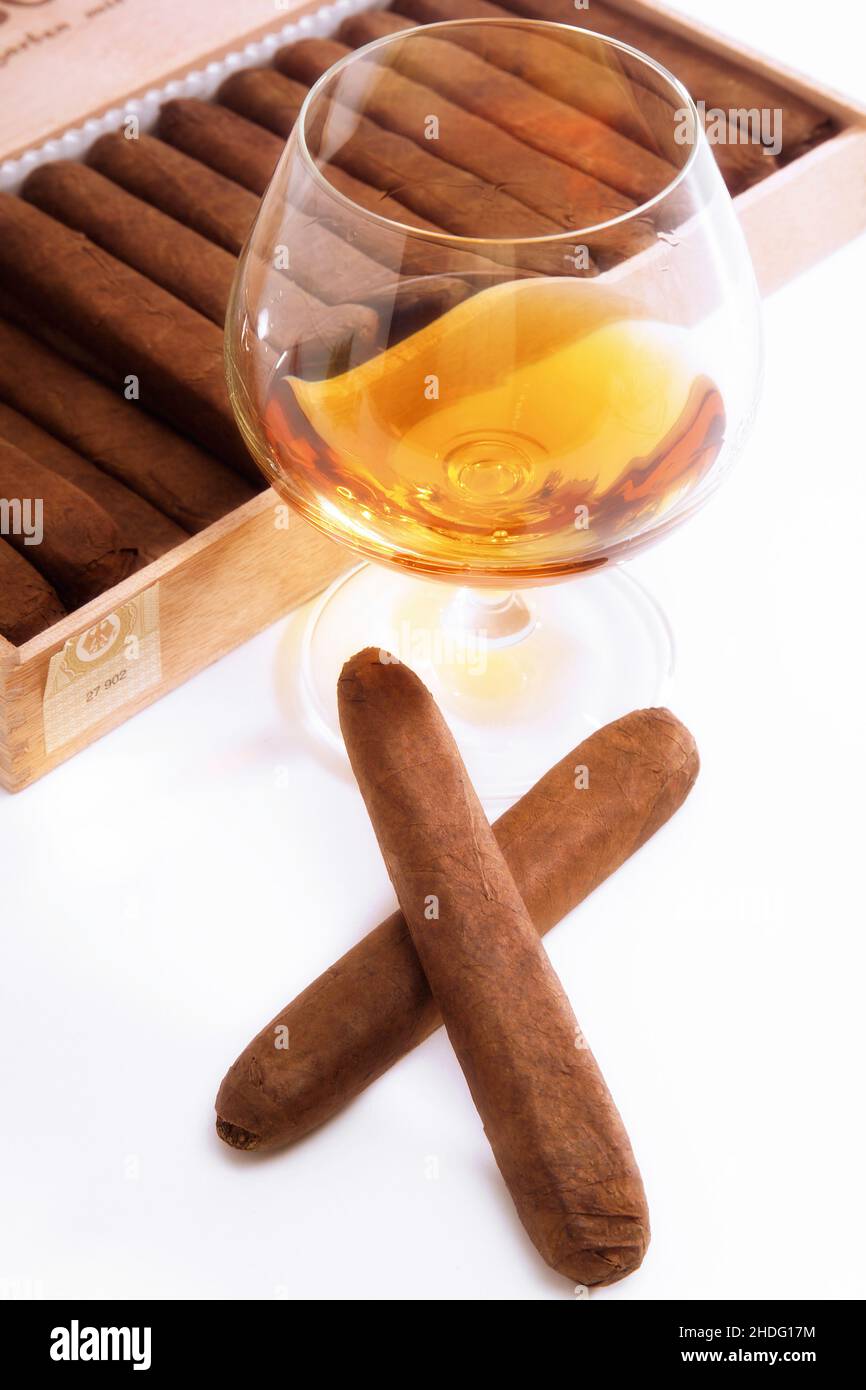 cigar, beverage, brandy, cigars, beverages, brandies Stock Photo - Alamy