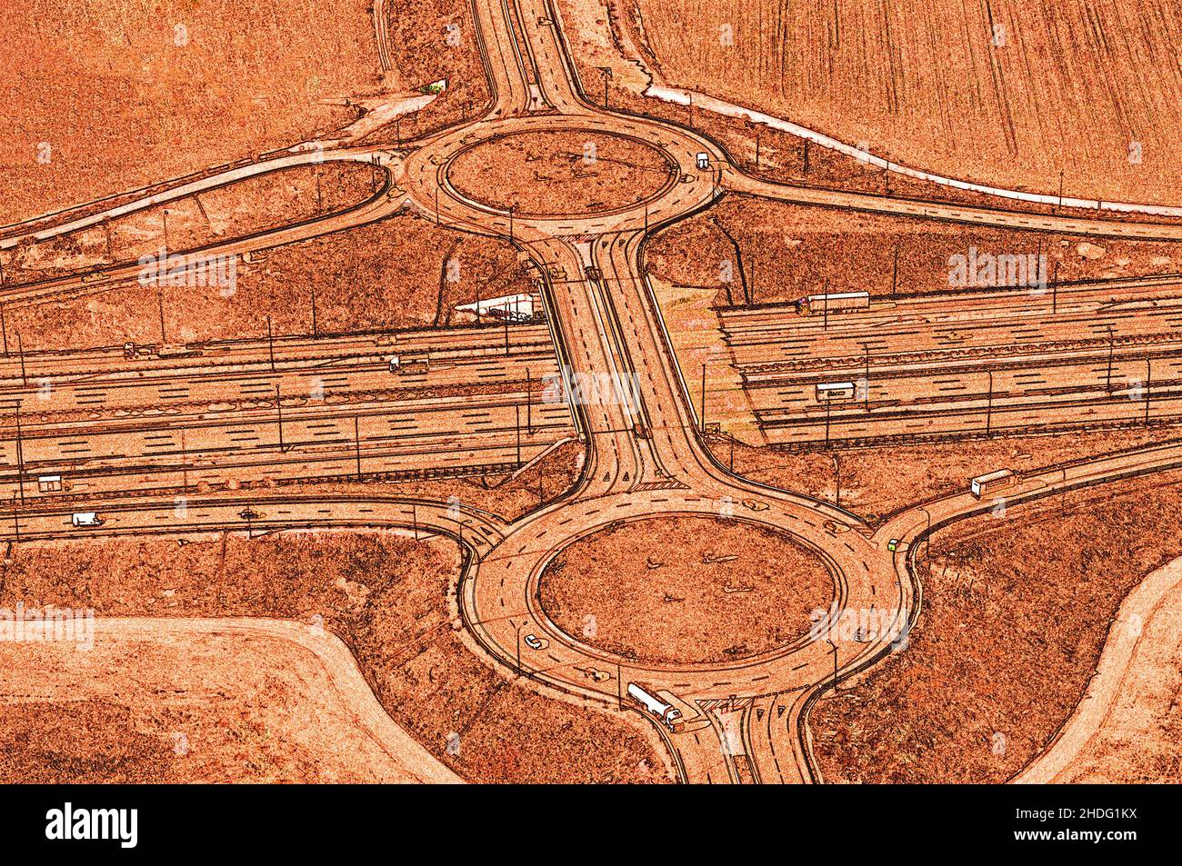 road scene exchanger on highway near Madrid, Spain Stock Photo - Alamy