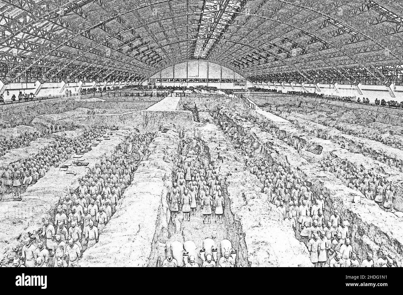 Terracotta warriors art Black and White Stock Photos & Images - Alamy