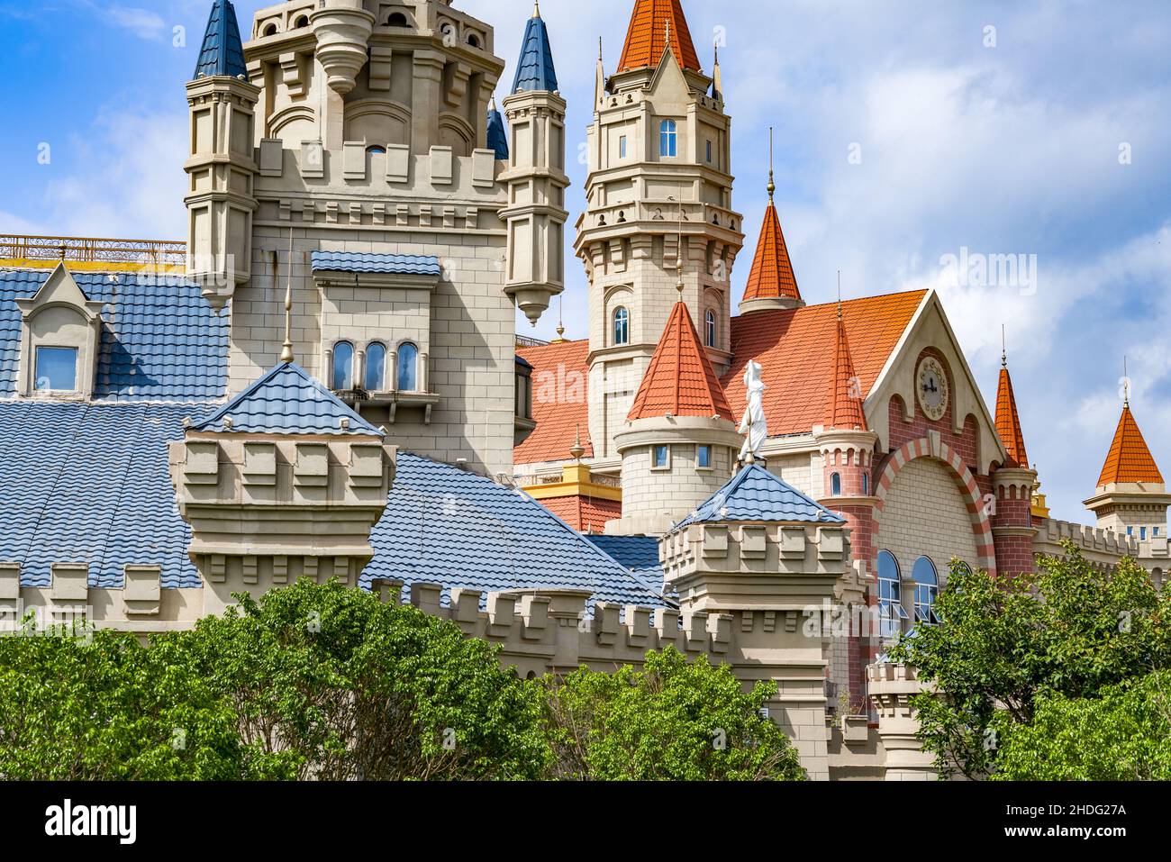 European-style minaret buildings and castle buildings in the manor ...
