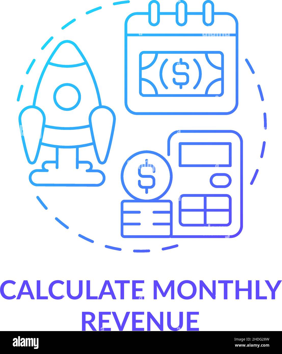 Calculate monthly revenue blue gradient concept icon Stock Vector Image ...