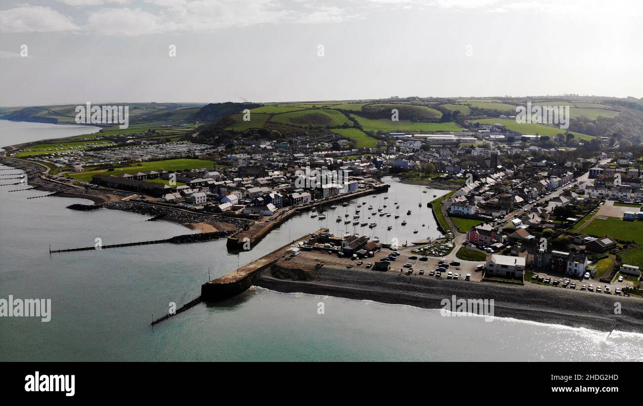 Aerial Photograph of Aberaeron Harbour, Town and Coastal Path on a ...