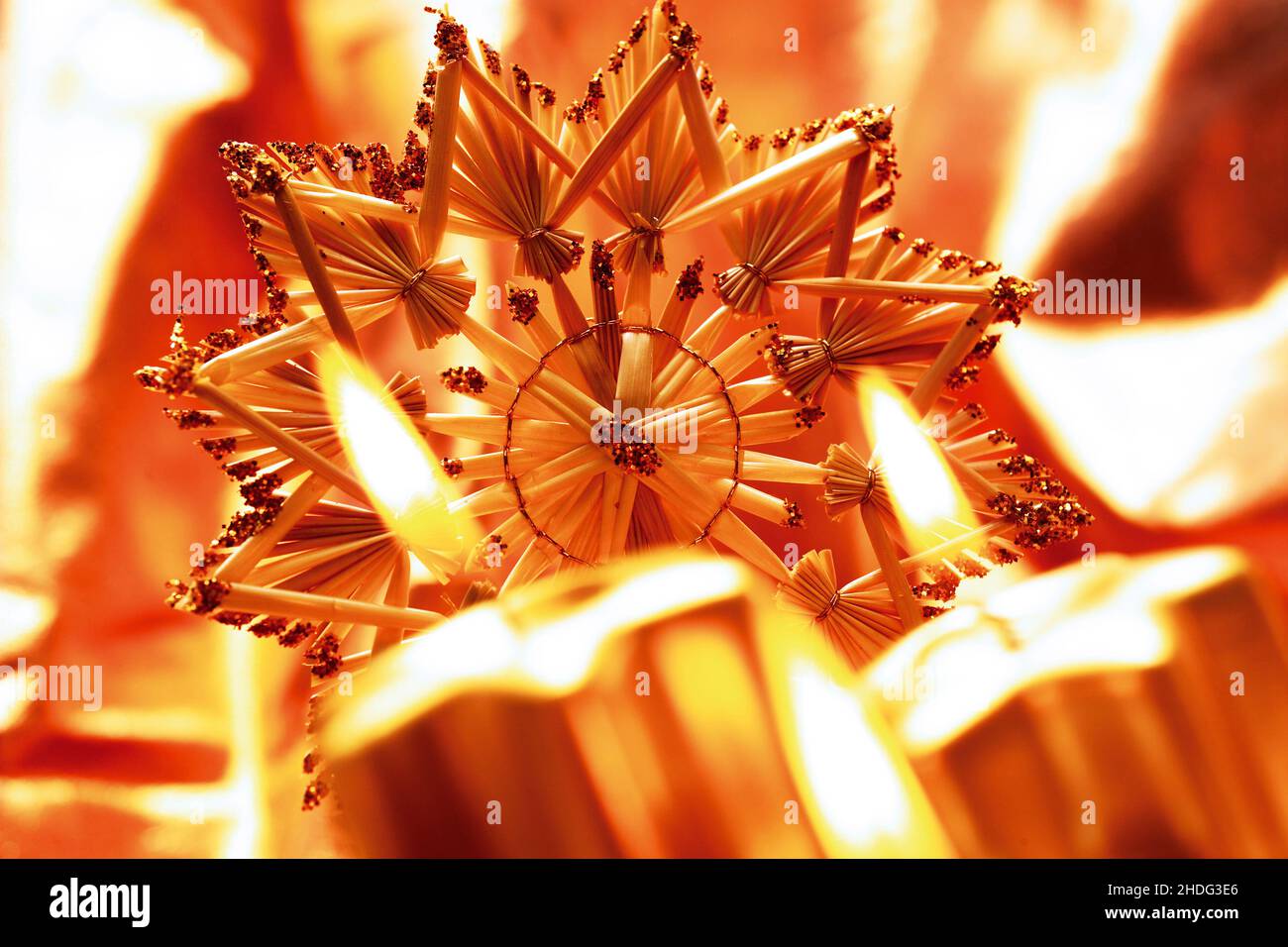 christmas decoration with hand make straw star Stock Photo - Alamy