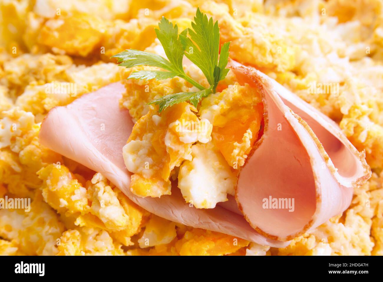 boiled ham, scrambled eggs, boiled hams Stock Photo - Alamy