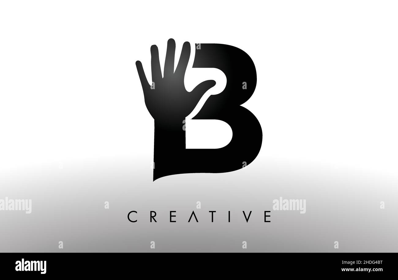 Letter B Logo with Hand Vector Icon Illustration. Creative Hand Logo ...