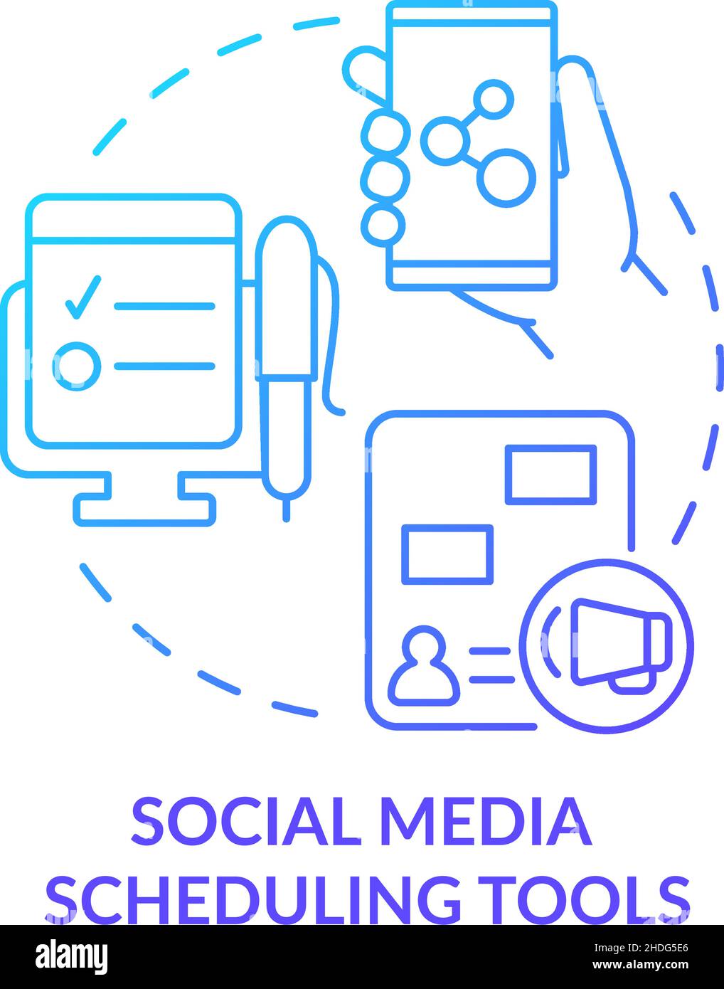 Social media scheduling tools blue gradient concept icon Stock Vector ... Social media scheduling tools blue gradient concept icon Stock Vector ...