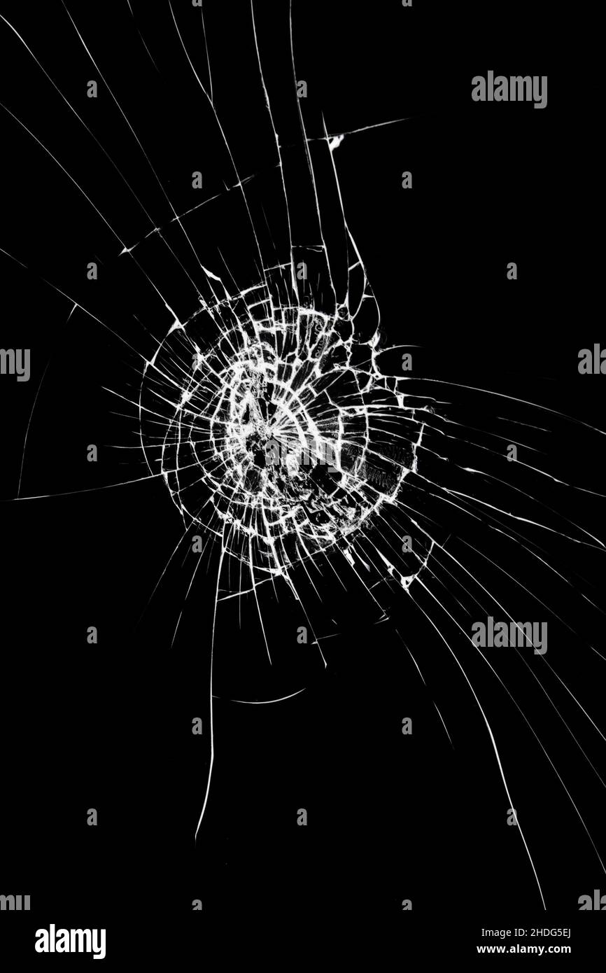 Cracked broken glass screen protection of smartphone or tablet. Damaged ...