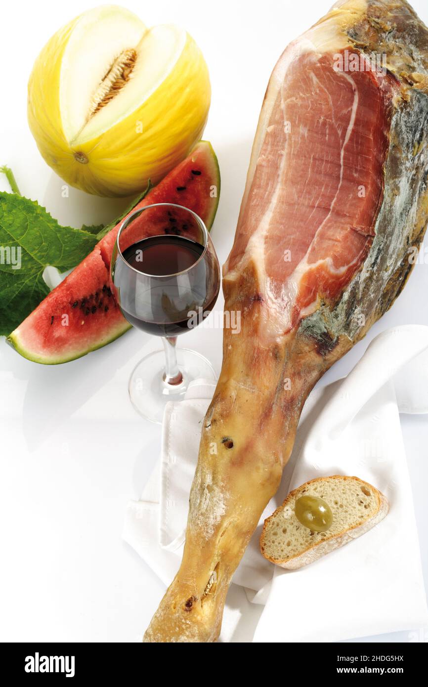 red wine, ham, serrano ham, red wines, hams, serrano hams Stock Photo ...
