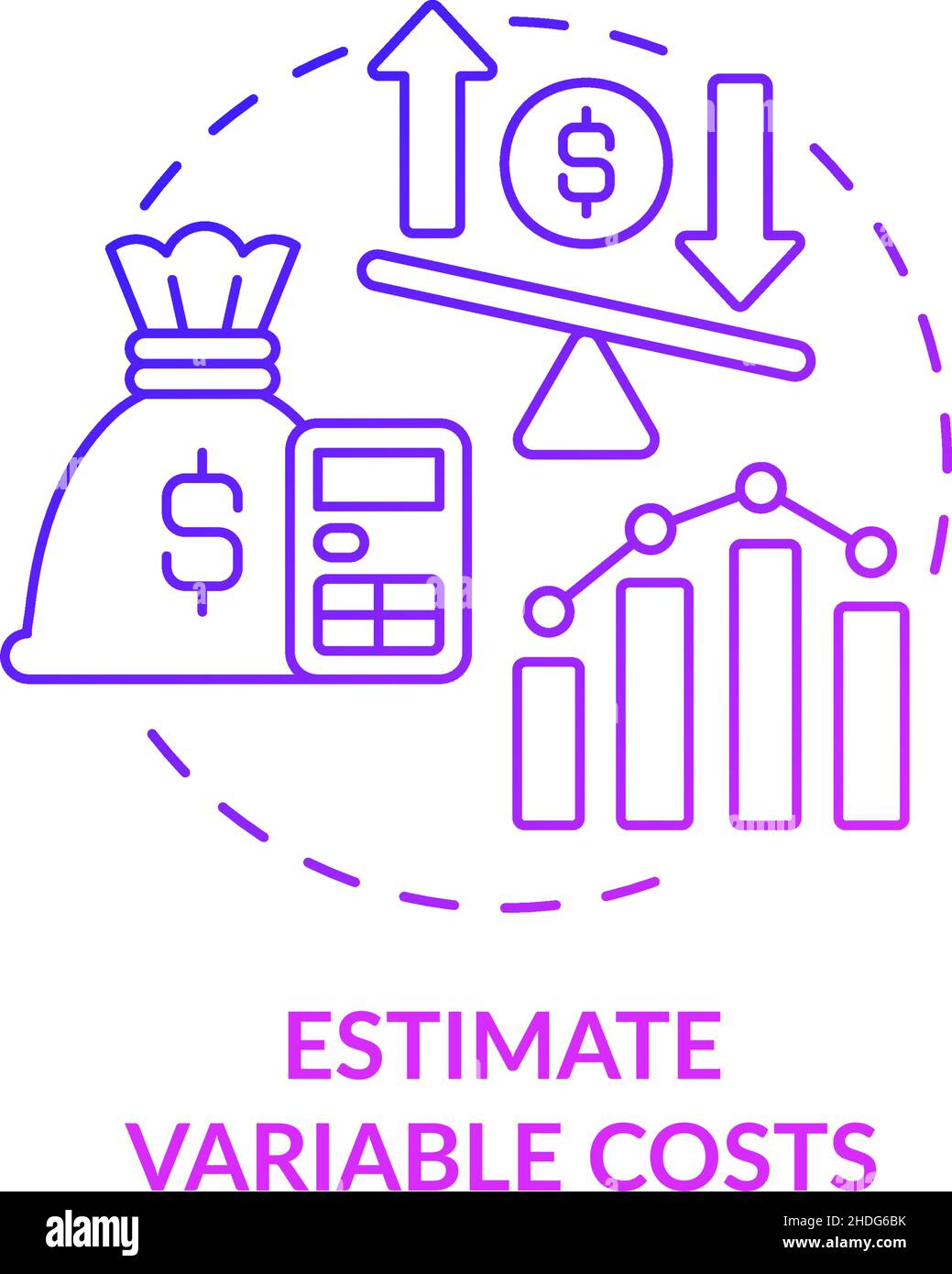 Estimate variable costs purple gradient concept icon Stock Vector Image ...