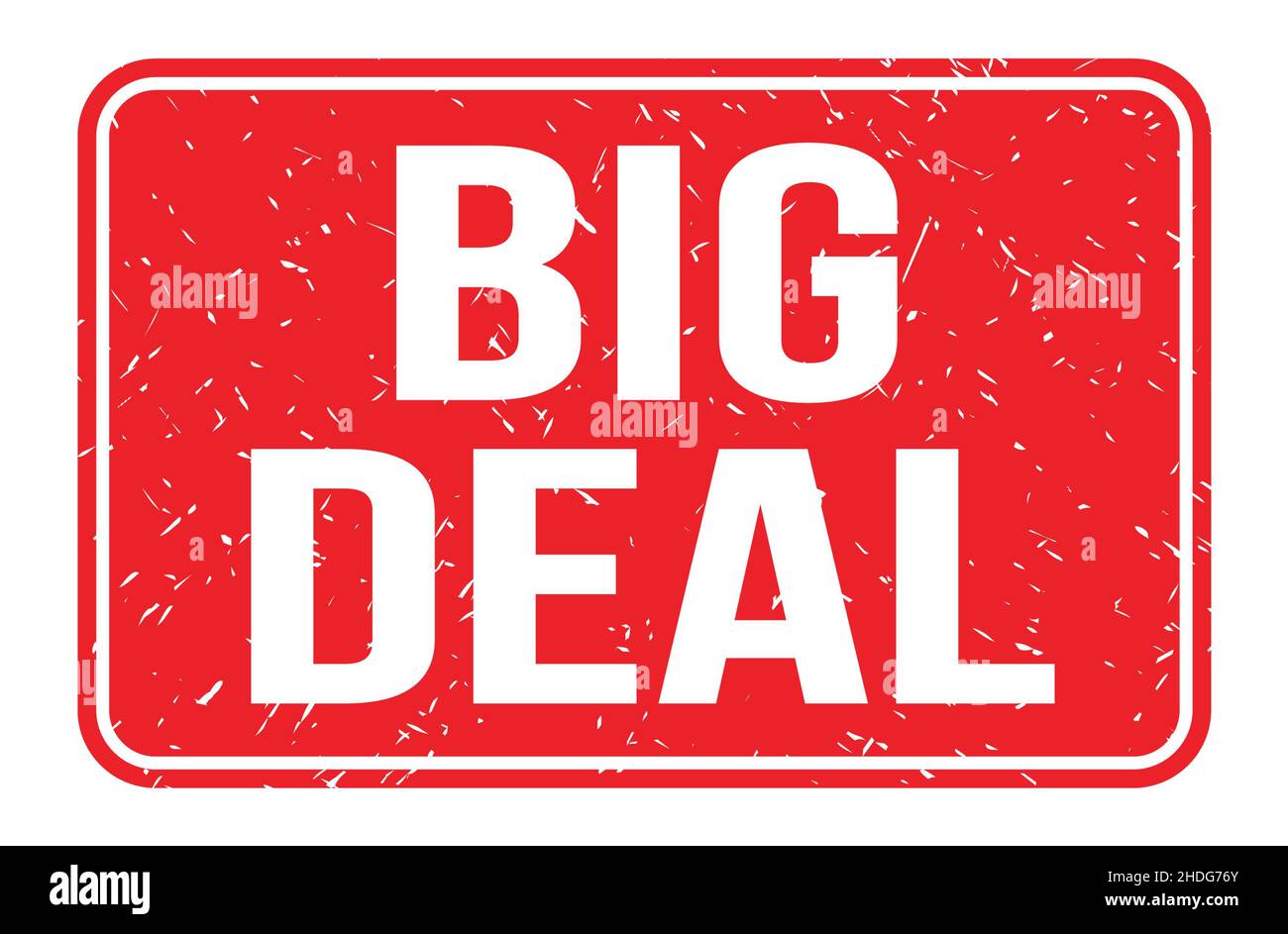 BIG DEAL, words written on red rectangle stamp sign Stock Photo - Alamy