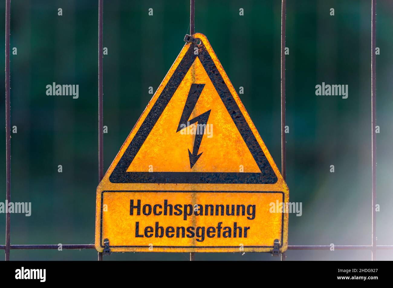 warning sign, hv, life threatening, warning signs Stock Photo - Alamy