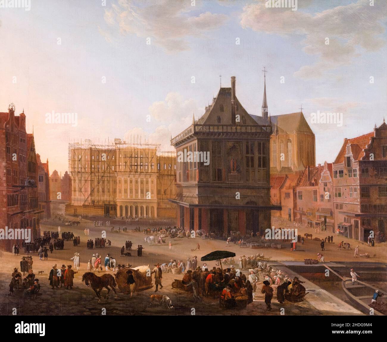 The Dam in Amsterdam, with the new, Town Hall, under, Construction ...