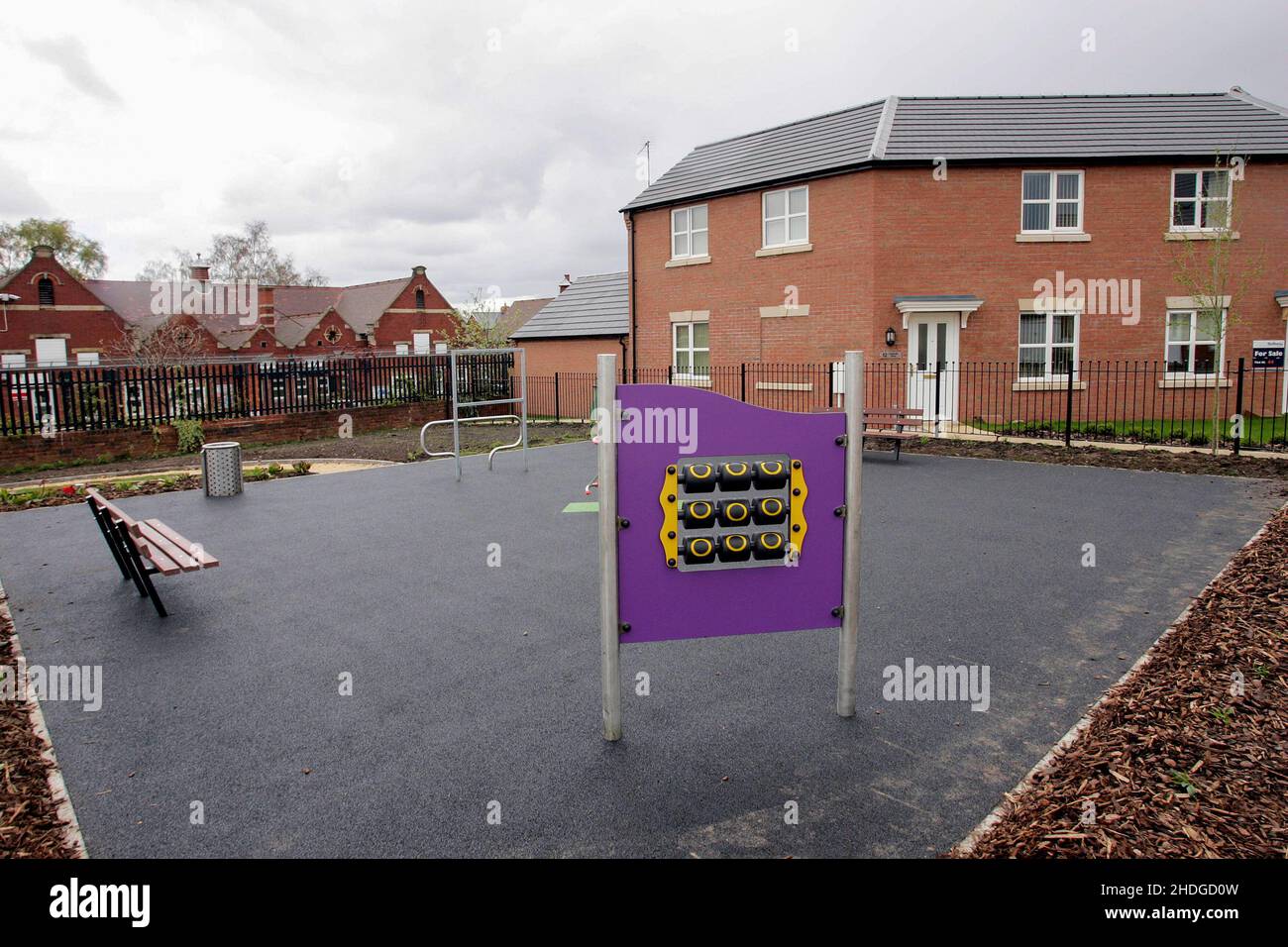Childrens playground play area in the middle of a new housing estate ...