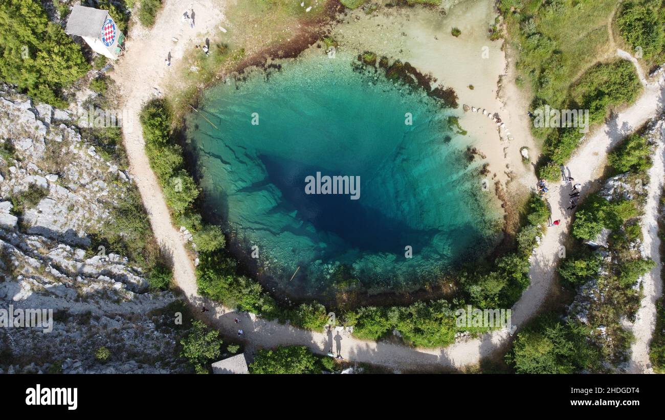 Top view of Karst spring or Karstic spring, Cetina, Croatia Stock Photo ...