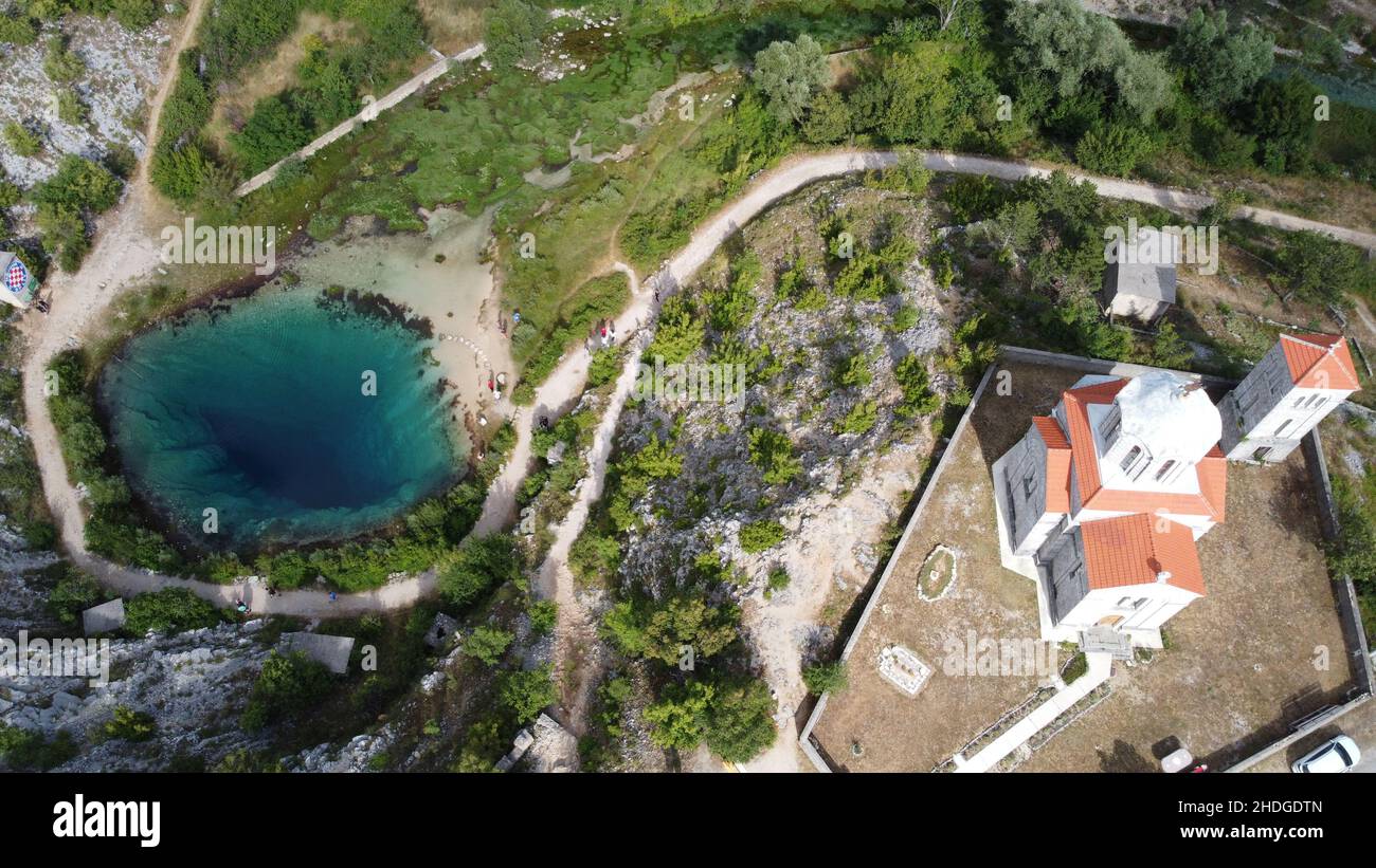 Top view of Karst spring or Karstic spring, Cetina, Croatia Stock Photo ...